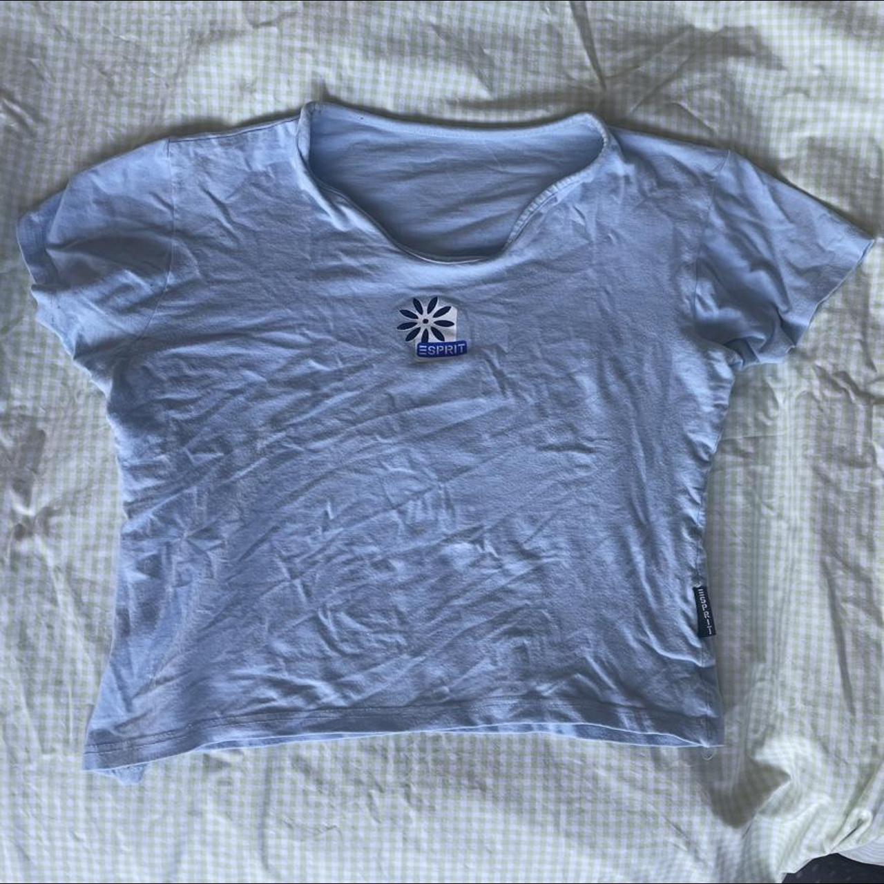Y2k Baby Tee crop top Tight fitting baby blue... - Depop