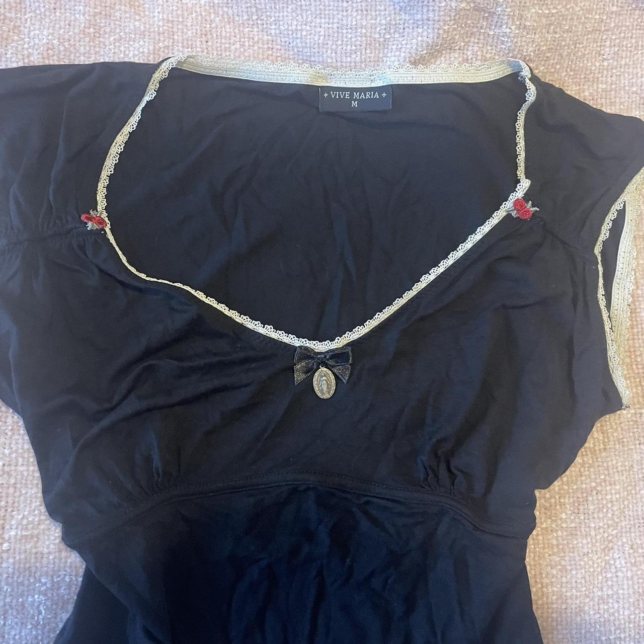 Gorgeous Vive Maria lace top Black and white rose... - Depop