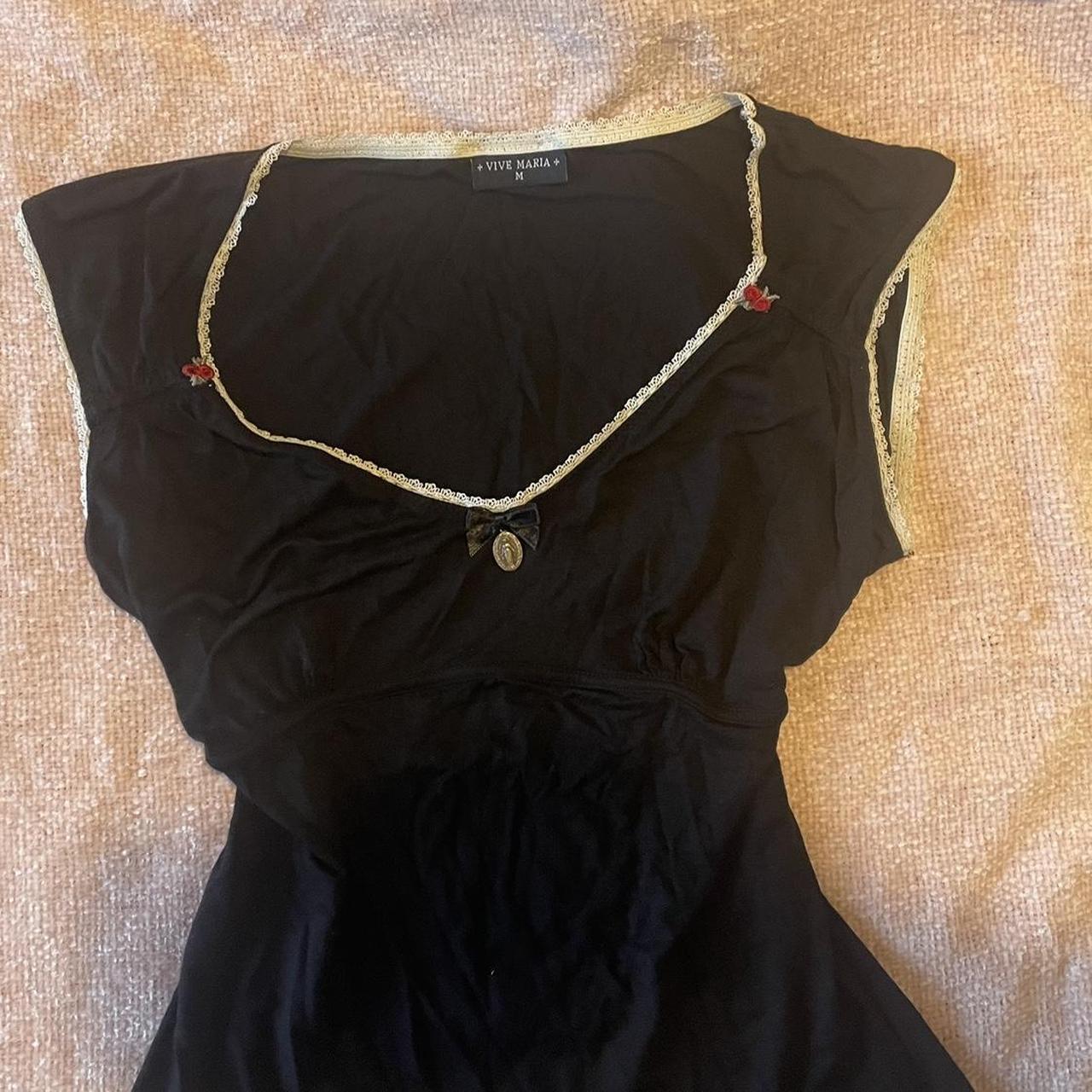 Gorgeous Vive Maria lace top Black and white rose... - Depop
