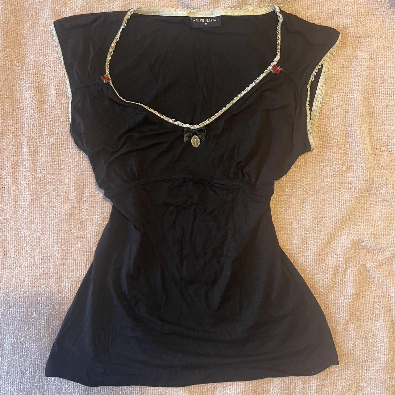 Gorgeous Vive Maria lace top Black and white rose... - Depop