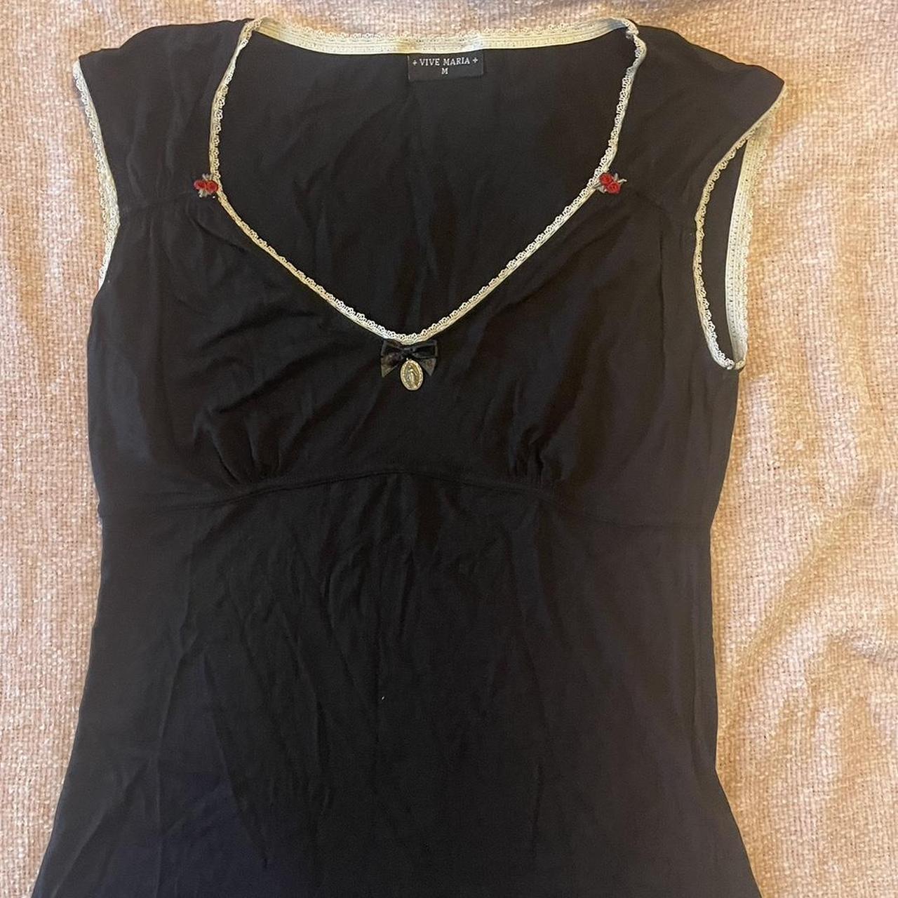 Gorgeous Vive Maria lace top Black and white rose... - Depop