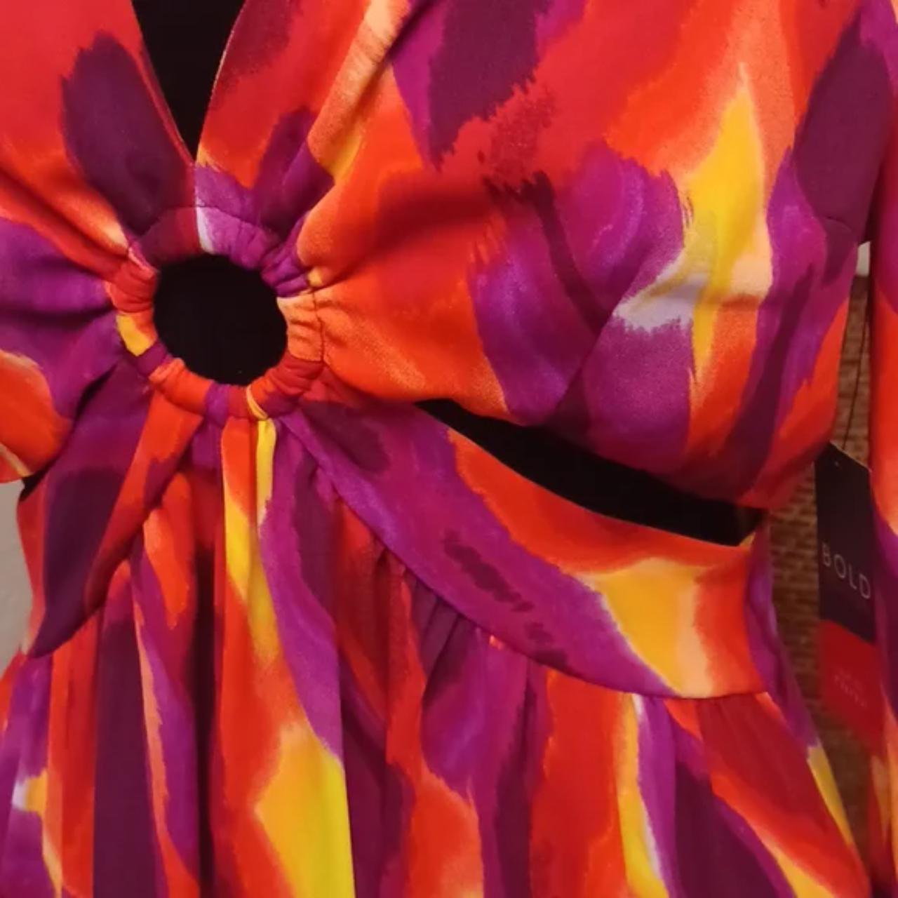 Bold Elements Women's Red and Purple Dress | Depop