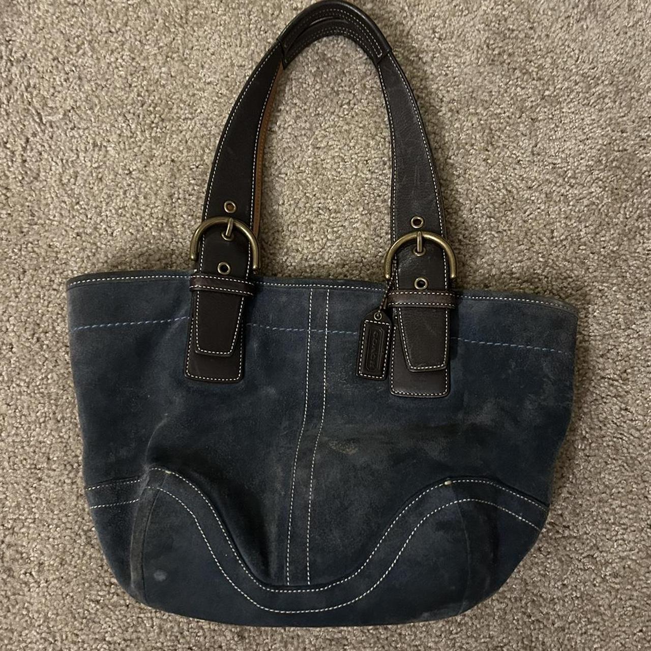 COACH SUEDE HANDBAG WITH AUTHENTICATION - Depop