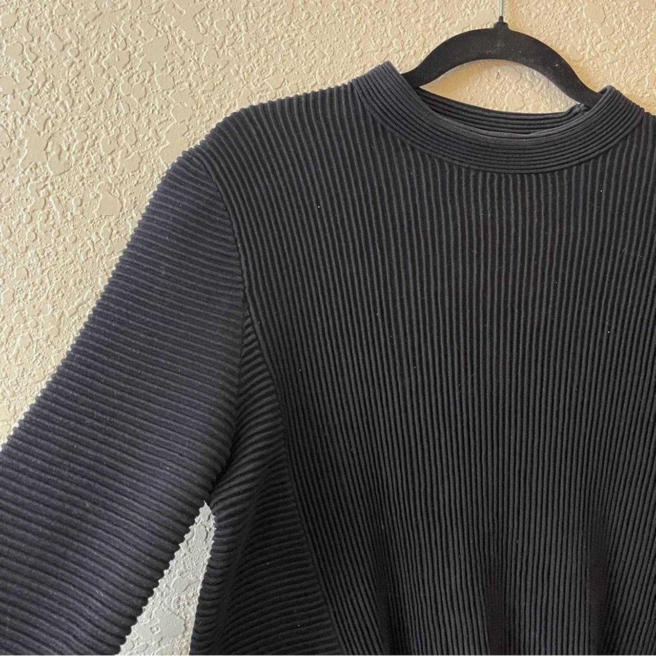 COS Black Ribbed Long Sleeve Top Size... - Depop