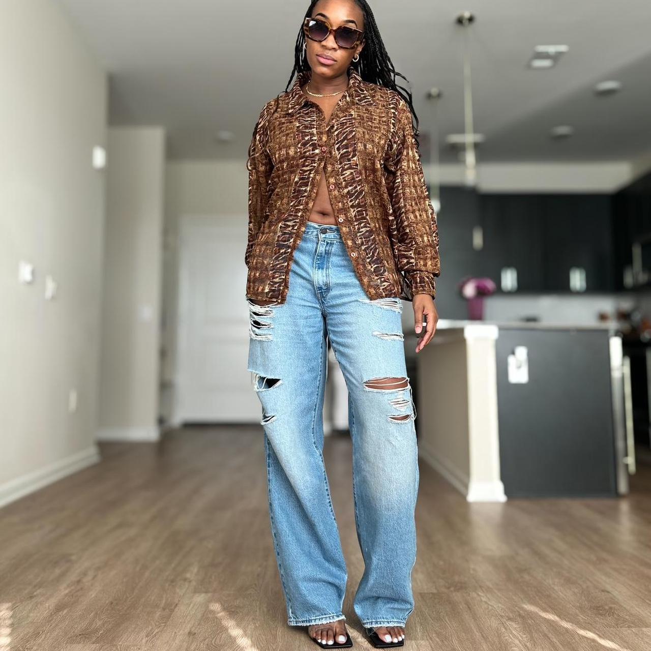 Vintage Brown Button Up Shirt!!! Brown top with... - Depop