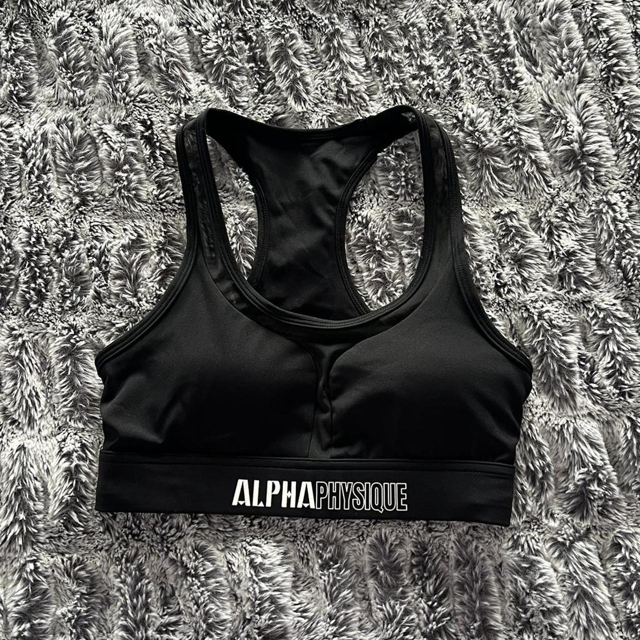 Alpha Physique Black Sports Bra Mesh Details Perfect... - Depop