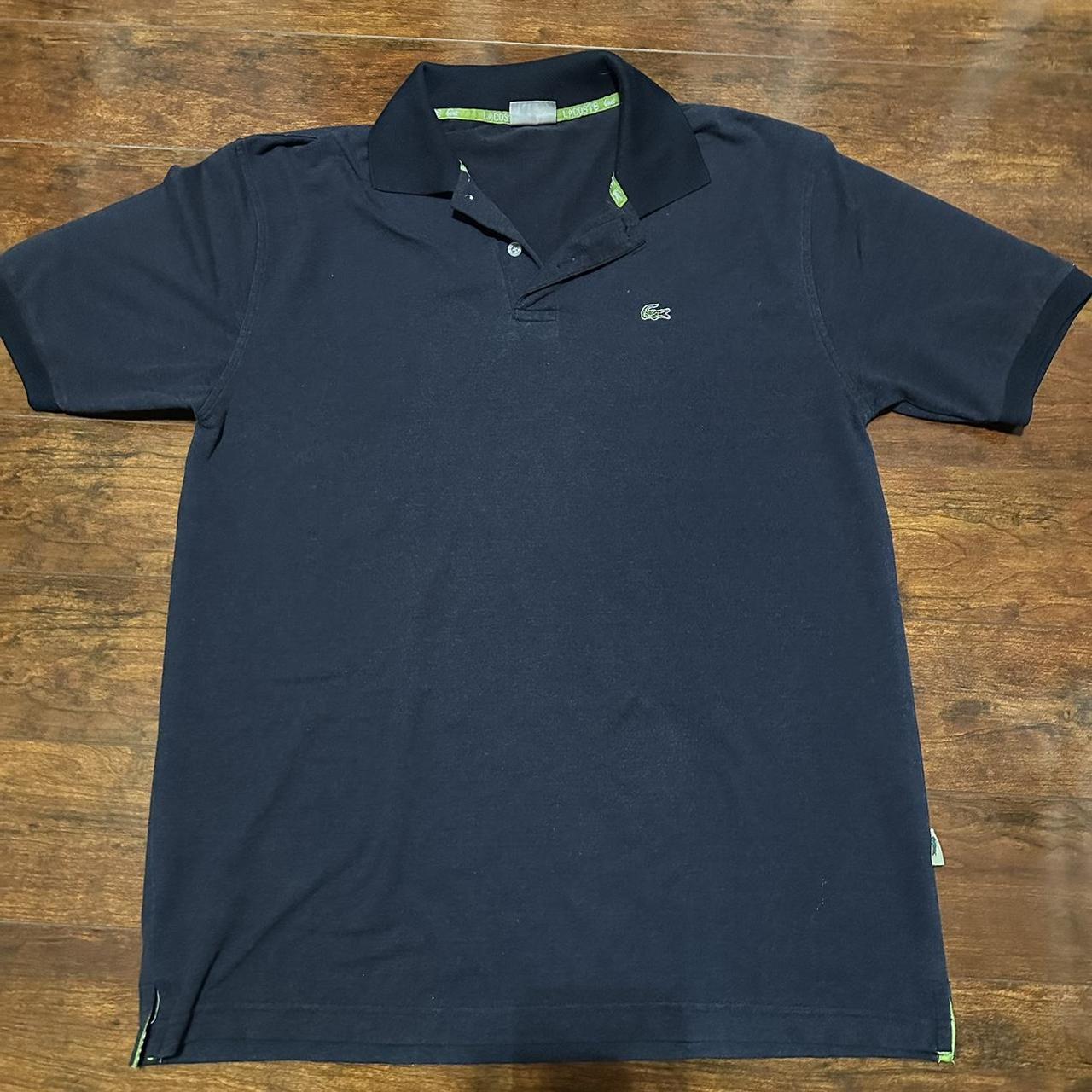 LACOSTE men’s polo • size xlarge navy blue with... - Depop