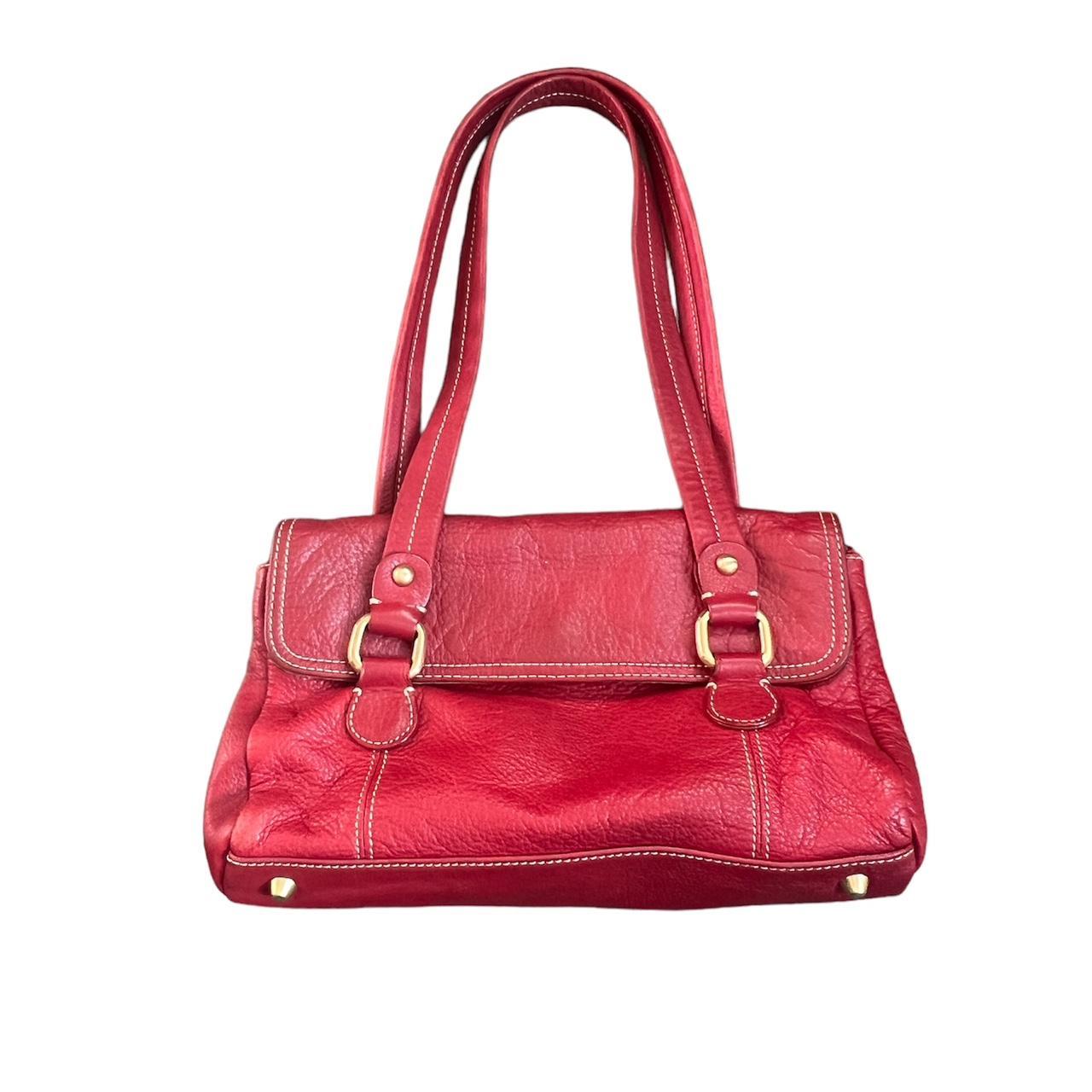 Small Red Faux Leather Bag Has minor wear inside... - Depop