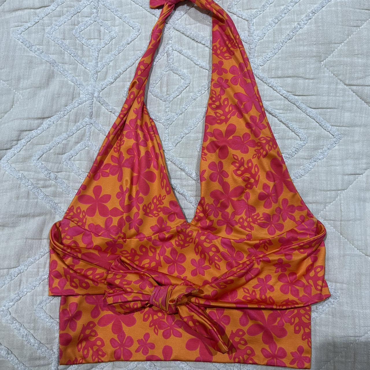 loleia swim: mary-kate halter - peach fizz size:... | Depop