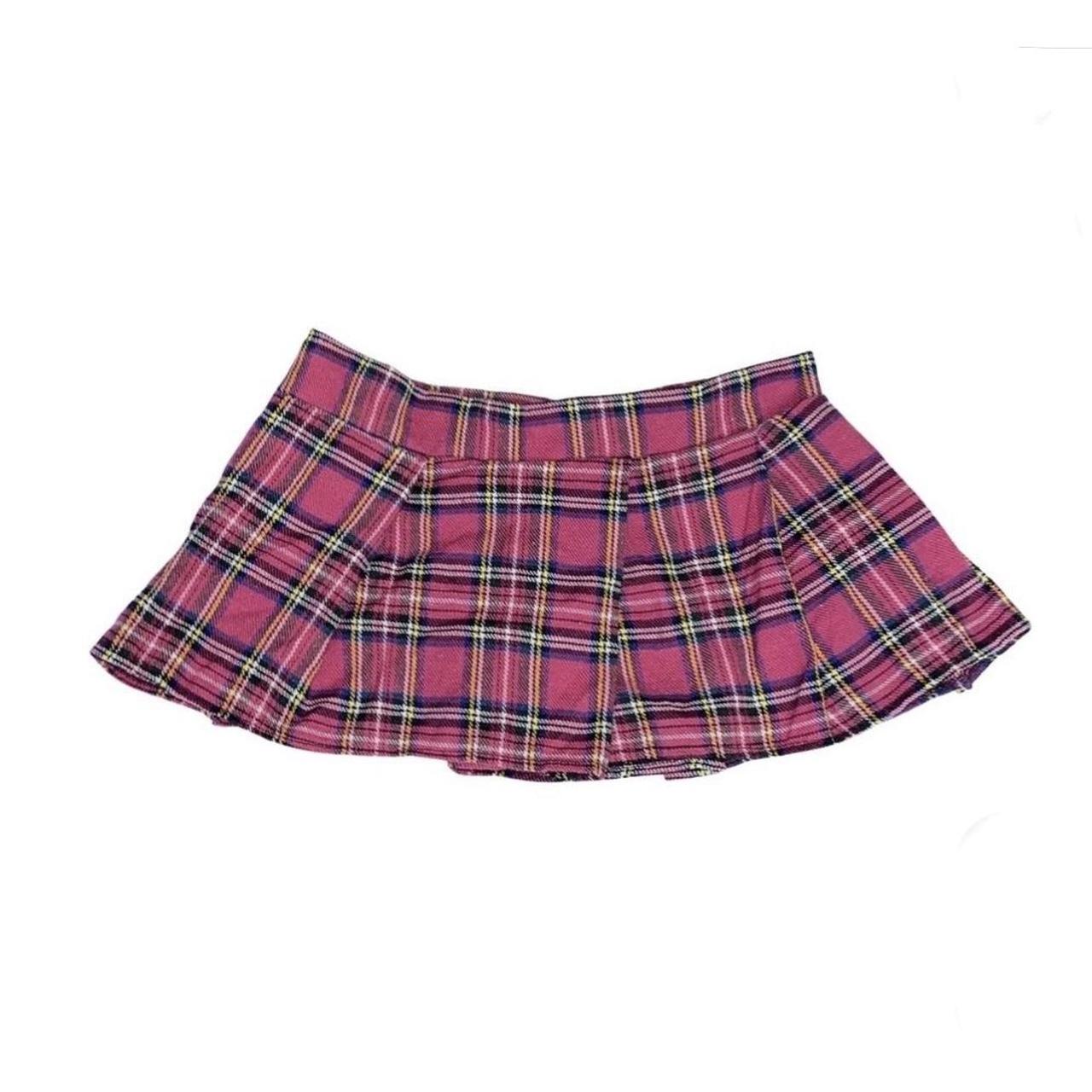 PLAID MICRO MINI SKIRT - pink pleated micro mini... - Depop