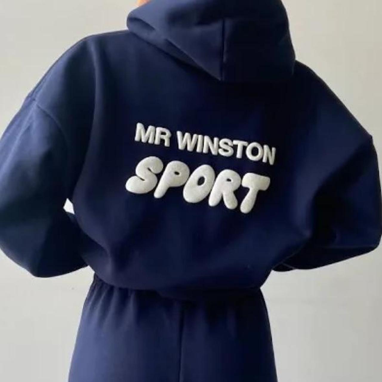 Navy blue mr winston hoodie size medium - Depop