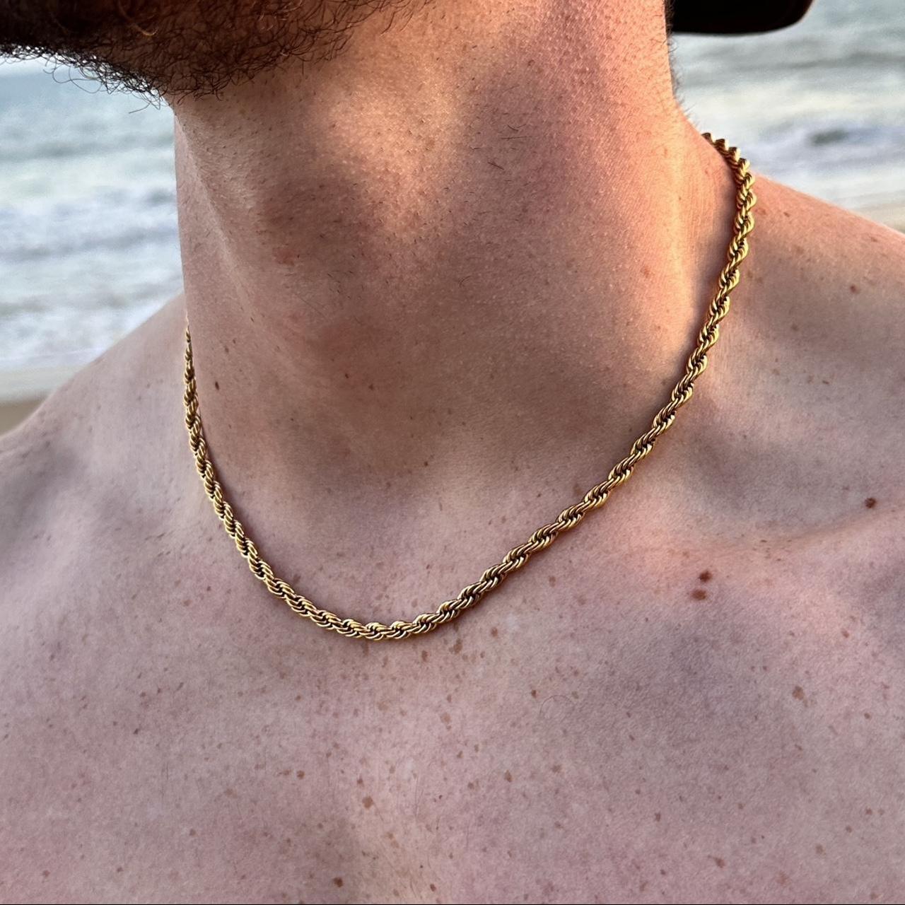 Mens Gold Rope Chain 4mm Stainless Steel OceanJewels... - Depop
