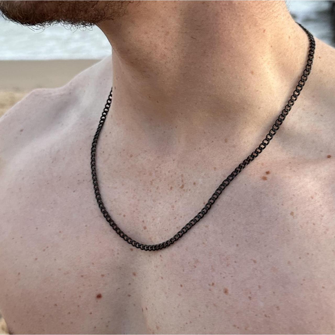 Men’s Black Cuban chain 4mm Cuban chain Stainless... | Depop