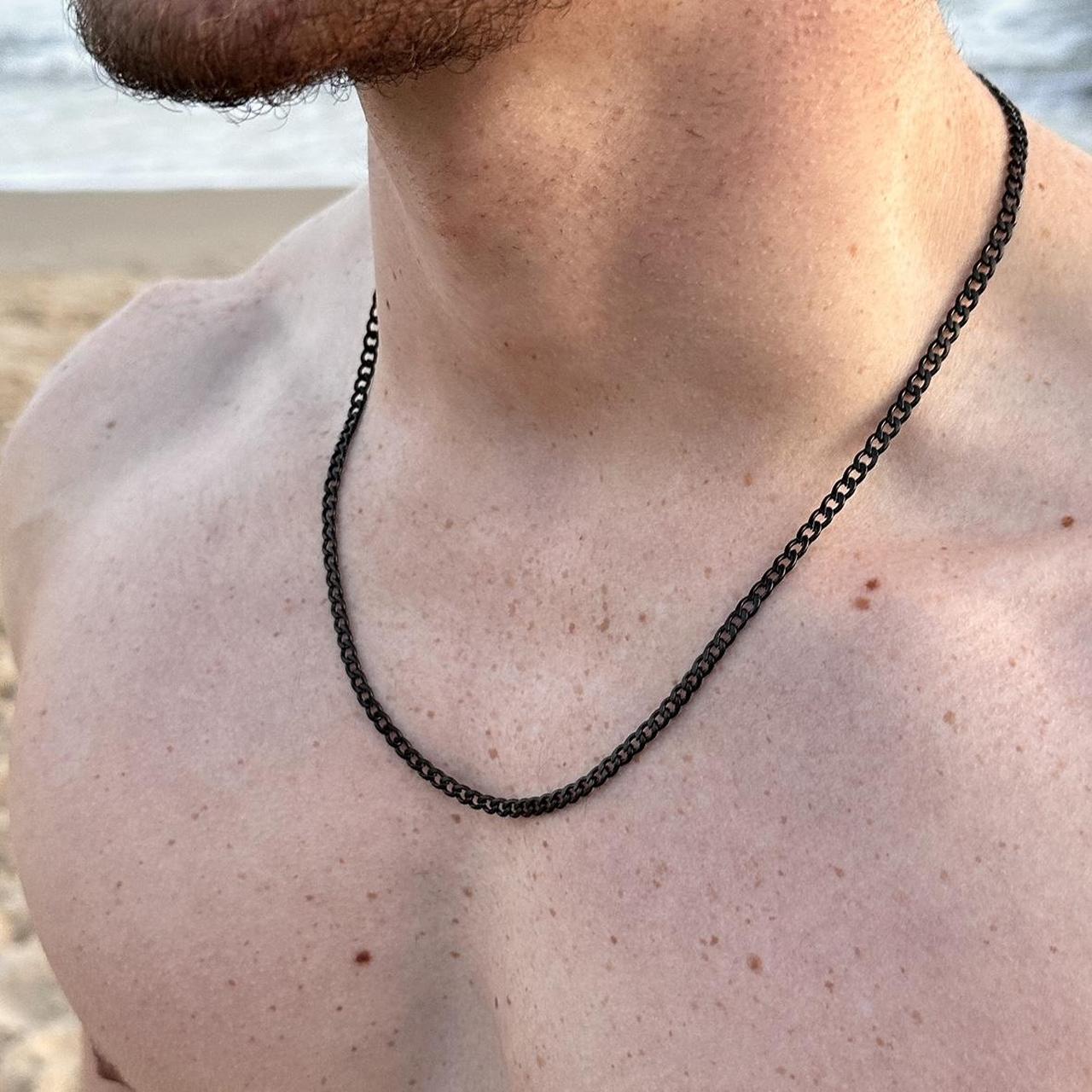 Men’s Black Cuban chain 4mm Cuban chain Stainless... | Depop