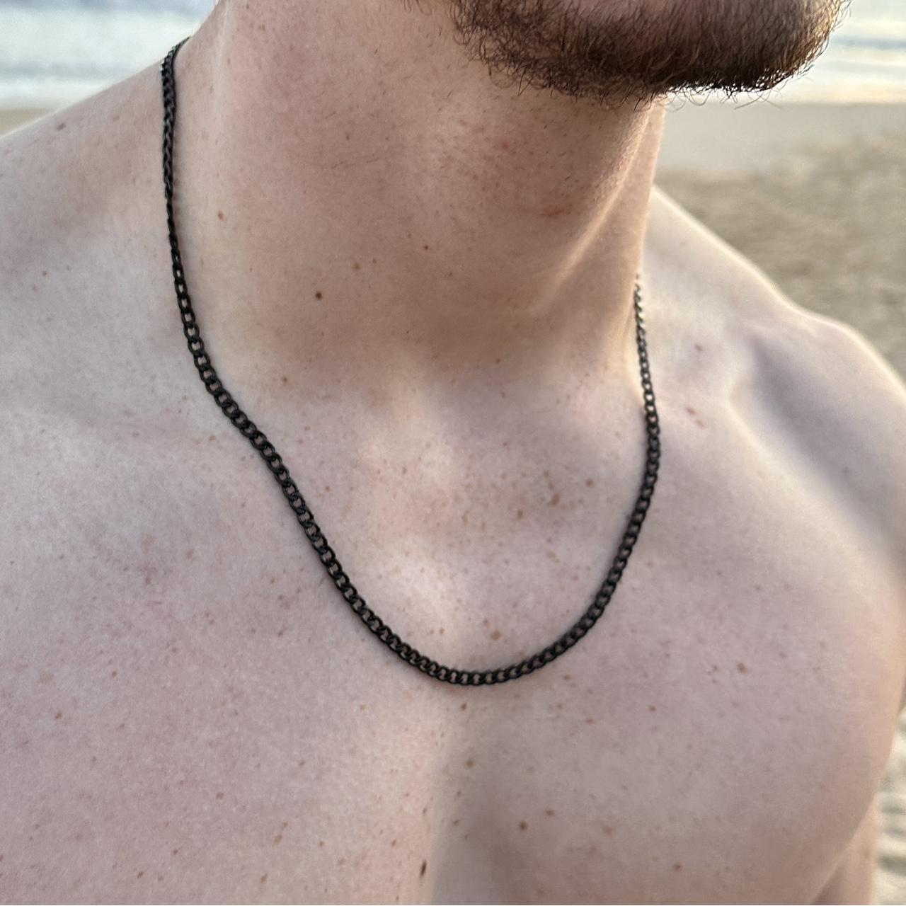 Men’s Black Cuban chain 4mm Cuban chain Stainless... | Depop