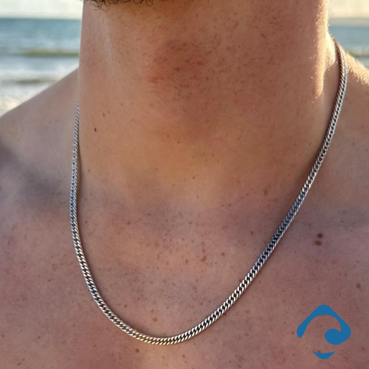 Silver Cuban Chain Necklace 4mm Tight-Link Cuban... - Depop
