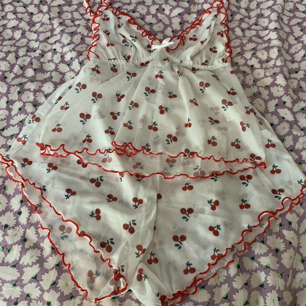 Cute Cherry lingerie 2piece set never worn before dm... - Depop