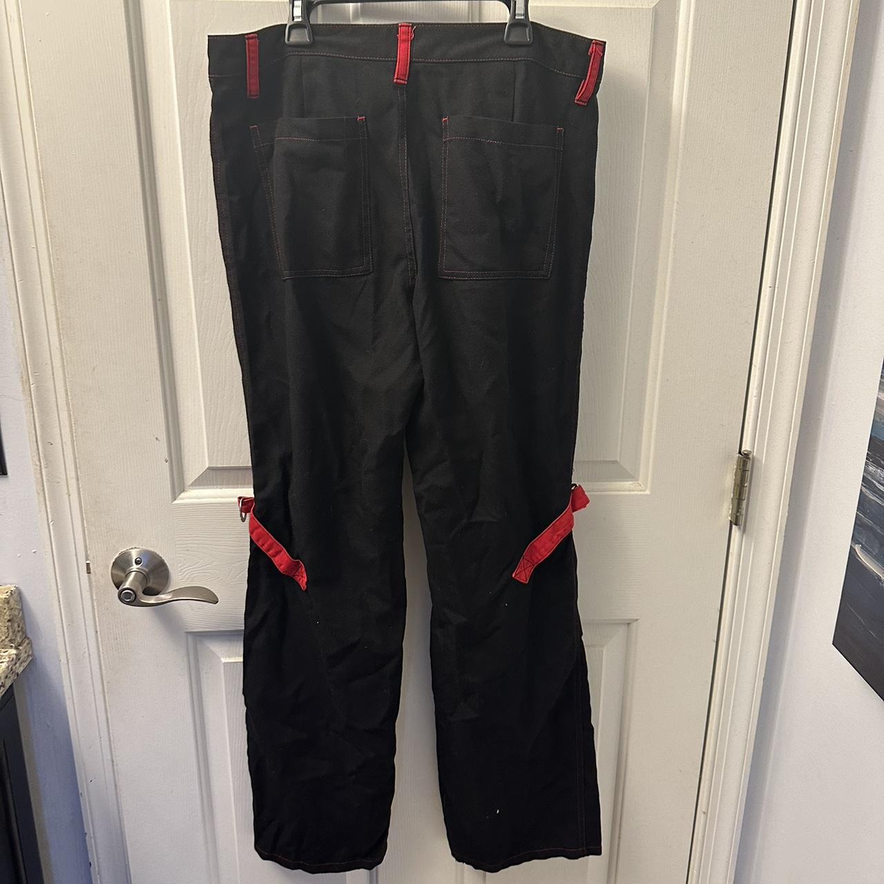 Gothic Red and Black Pants With Chains Unisex... | Depop