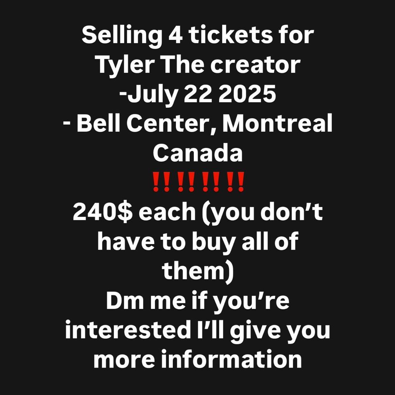 4 tickets for Tyler the creator, Chromokopia... - Depop