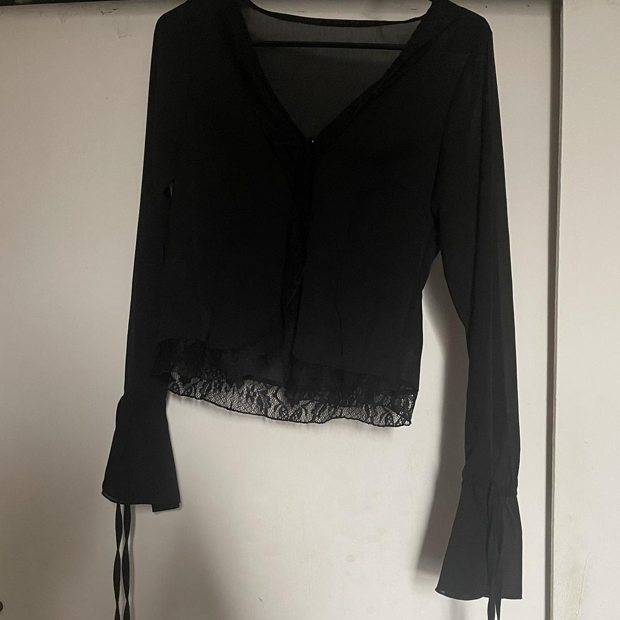 Black Lace Tie top☕️ Brand New never worn! Brand:... - Depop