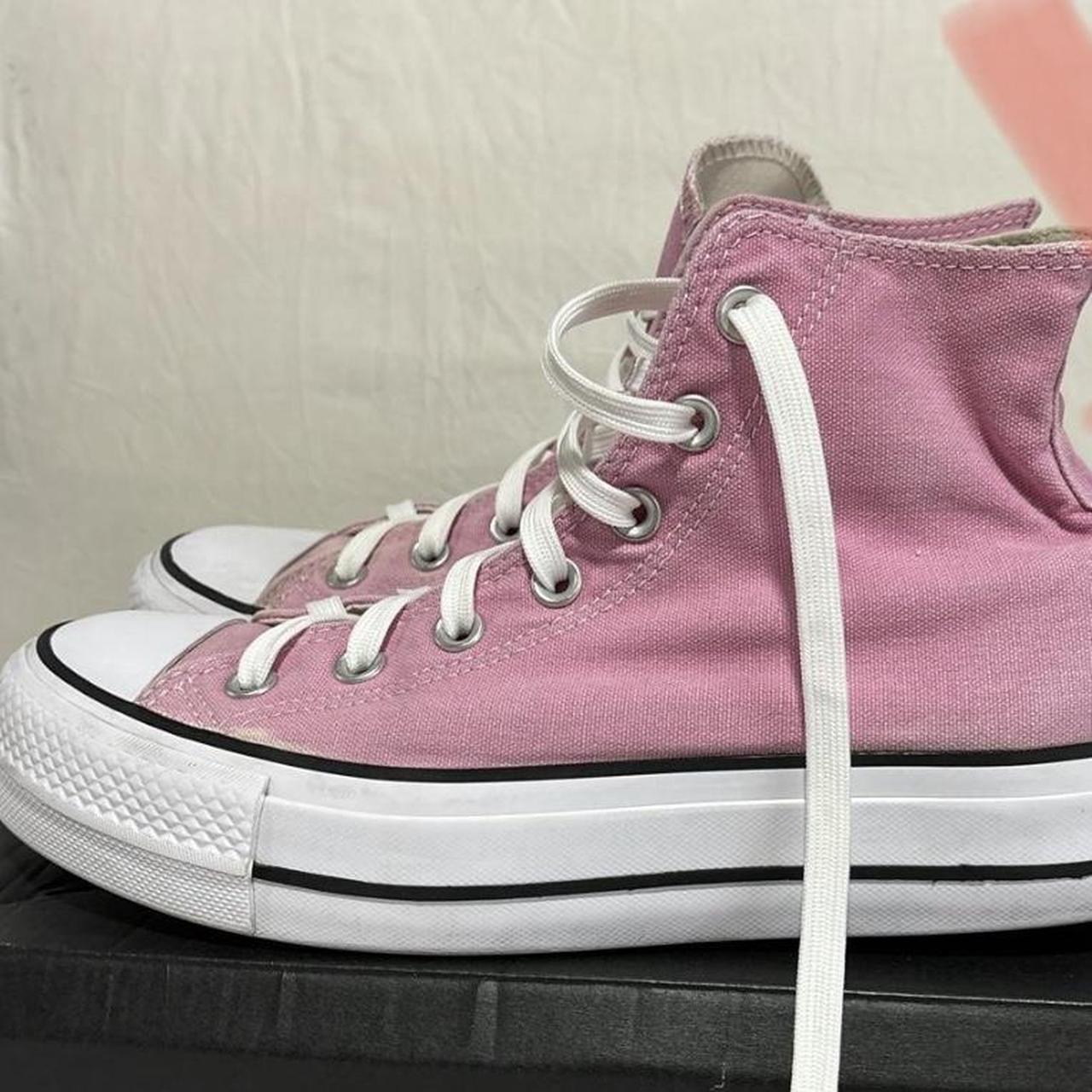 adorable light pink high top converse 8.5 W !! a... - Depop