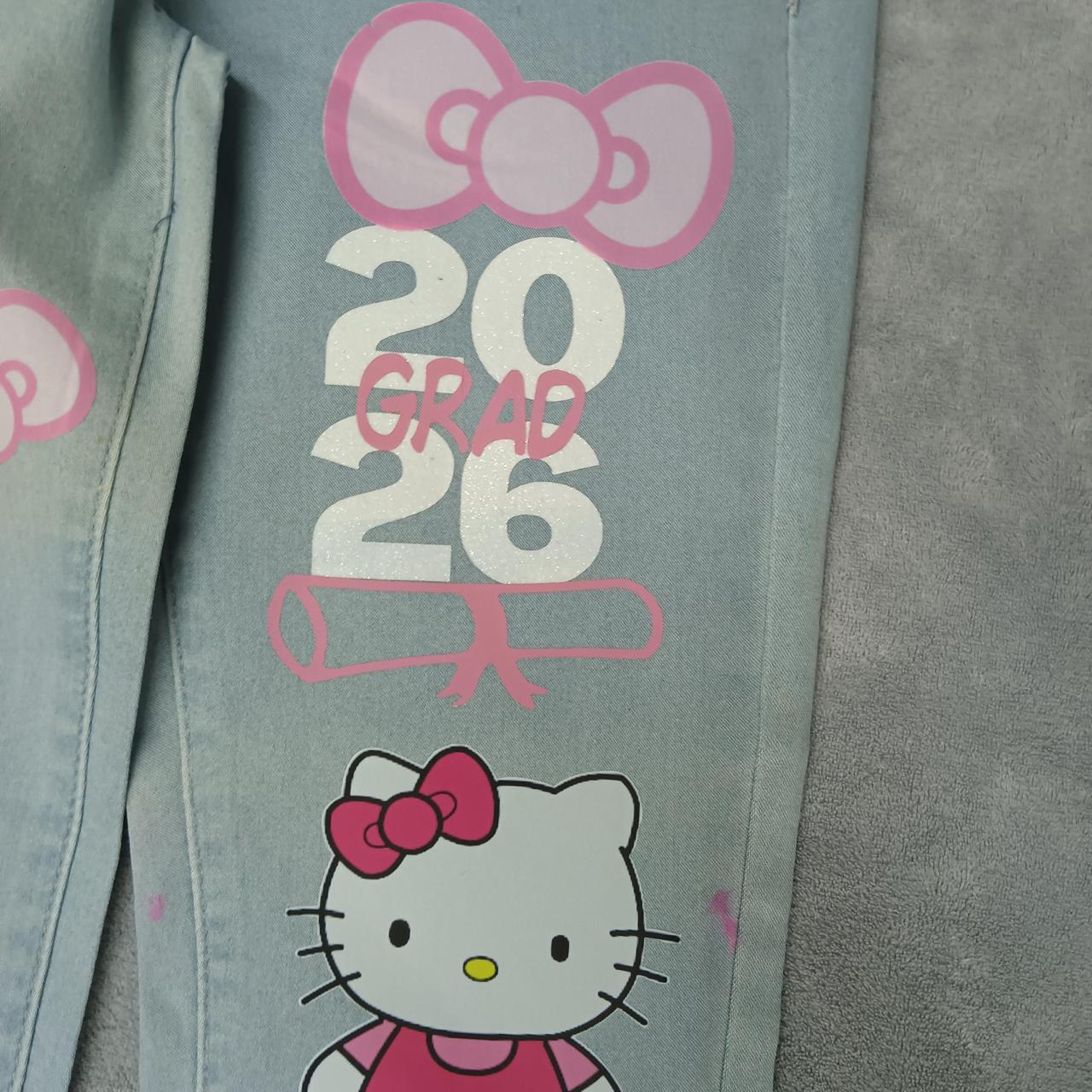 Hello Kitty graduation jeans light denim hello... | Depop