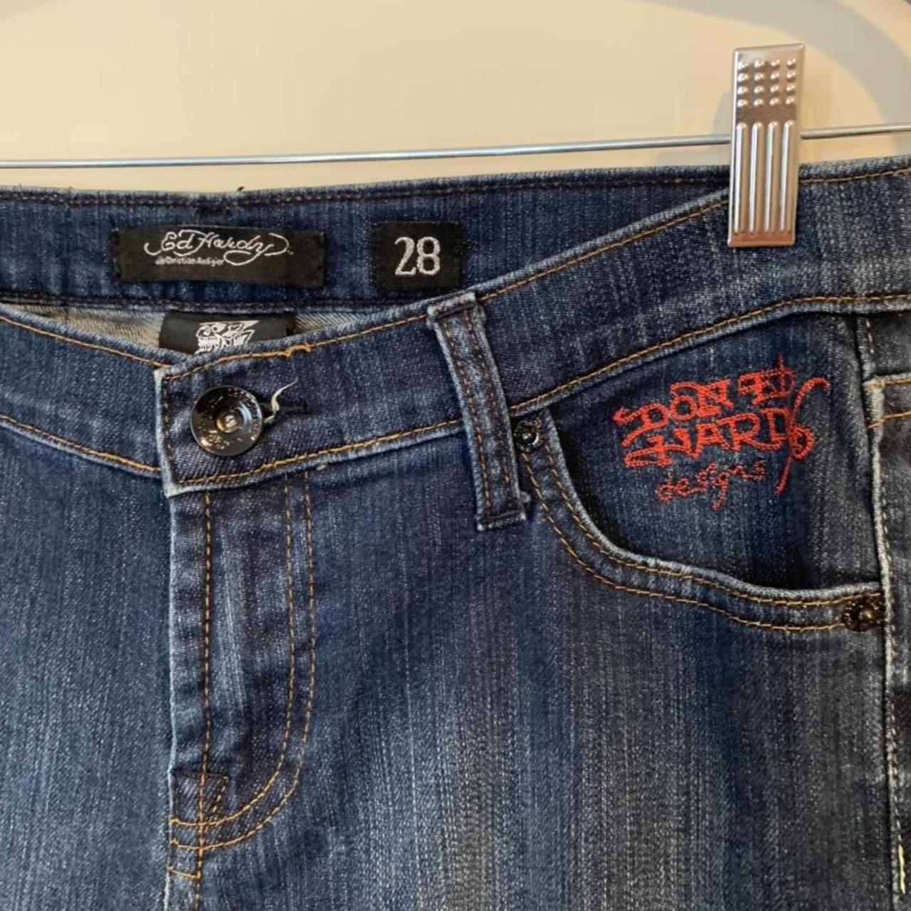 Ed Hardy Pants Crazy design rhinestone panther and... - Depop