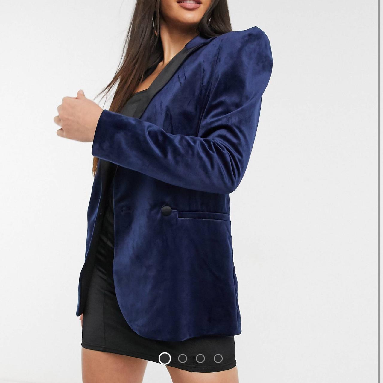 ASOS NAVY VELVET SUIT SET SIZE 6 WORN ONCE RRP... - Depop