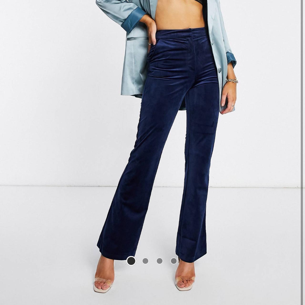 ASOS NAVY VELVET SUIT SET SIZE 6 WORN ONCE RRP... - Depop