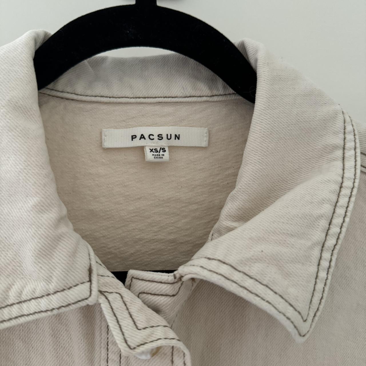 Cream Pacsun denim jacket Size: XS/S (fits oversized) - Depop