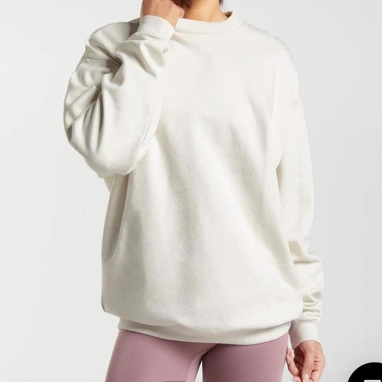 Gymshark sweater Beige neutral Small Makeup stain... - Depop