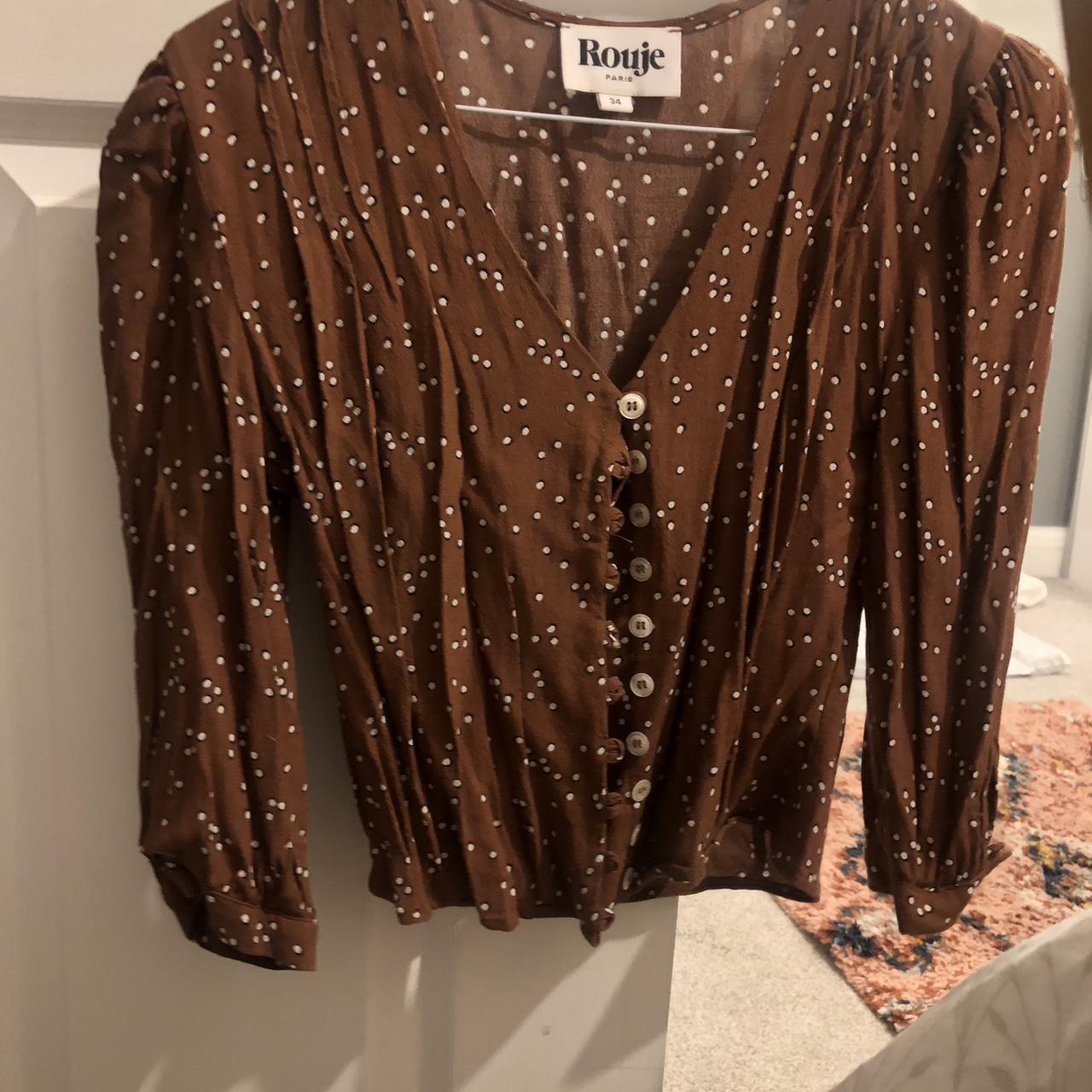 Rouje Mathieu brown blouse top size 34. Excellent... - Depop