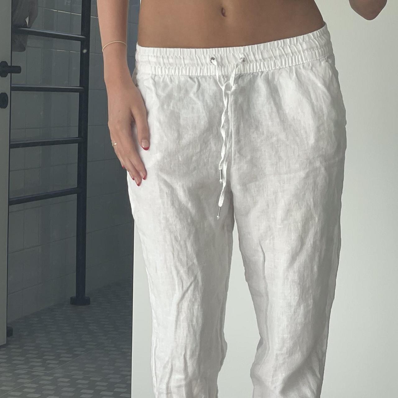 Low rise linen pants - never worn ignore: with... - Depop