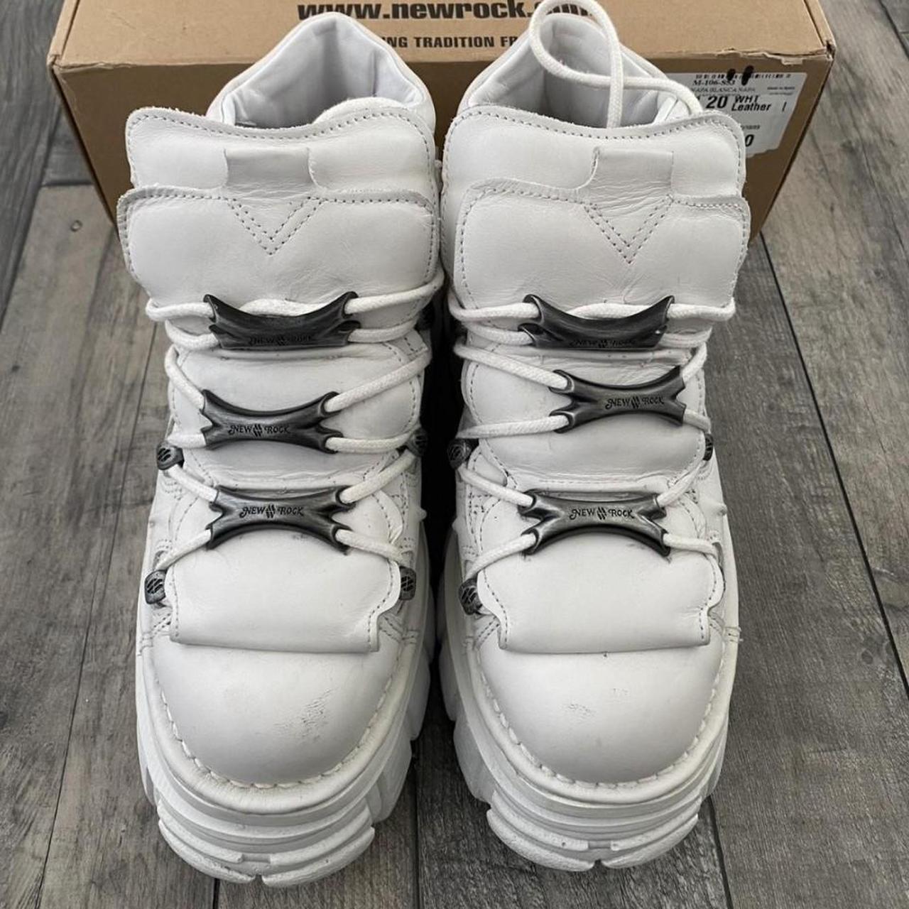 New Rock White Boots Size: (UK8) Excellent... - Depop