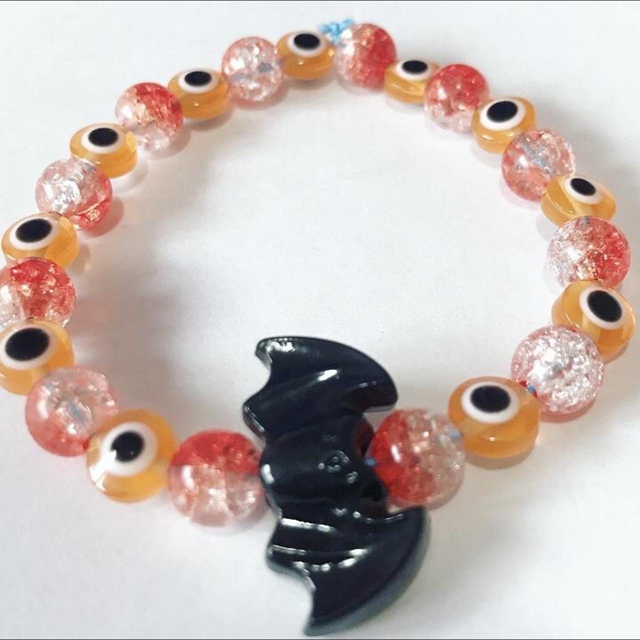 🧡🦇ORANGE BATTY EYES BRACELET🦇🧡 SUPER CUTE & HANDMADE... - Depop