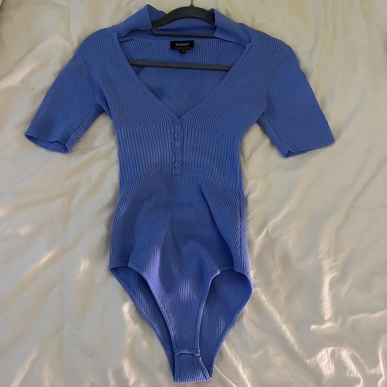 Blue Low Cut Bodysuit Literally Worn It Once Size Depop