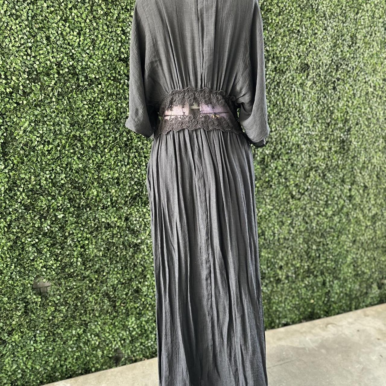 Black maxi dress with lace up front, tie front... | Depop