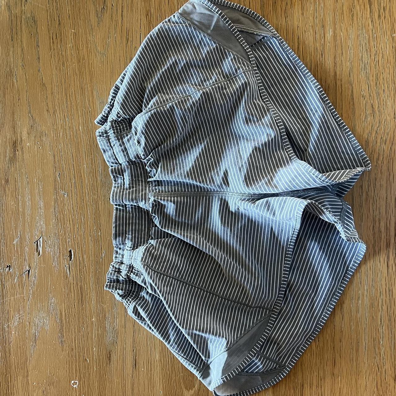 Navy and white stripe lulu shorts - Depop