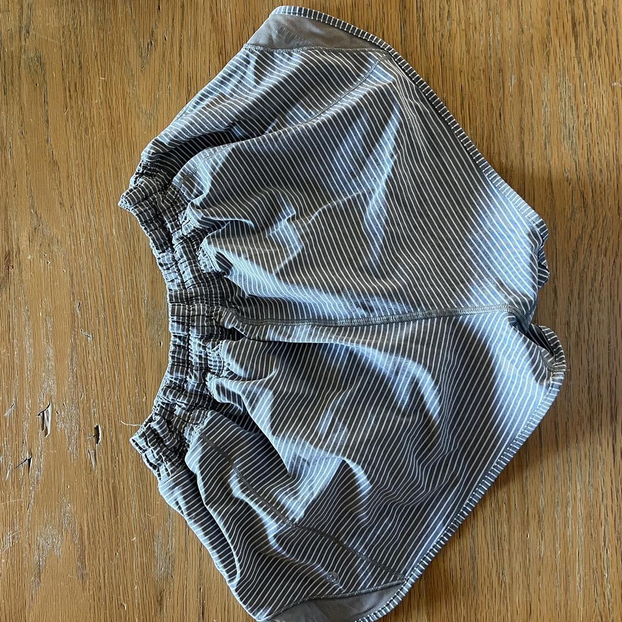 Navy and white stripe lulu shorts - Depop