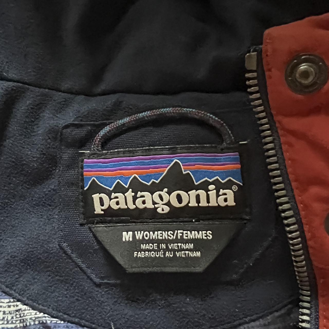 Navy and orange Patagonia puffer vest - Depop