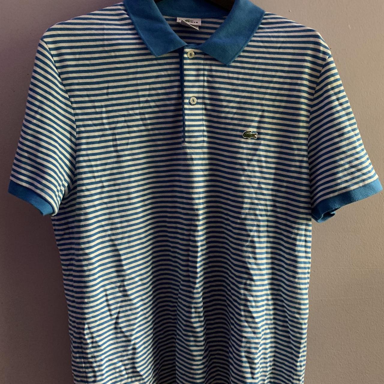 lacoste striped polo can be worn as an oversized... - Depop