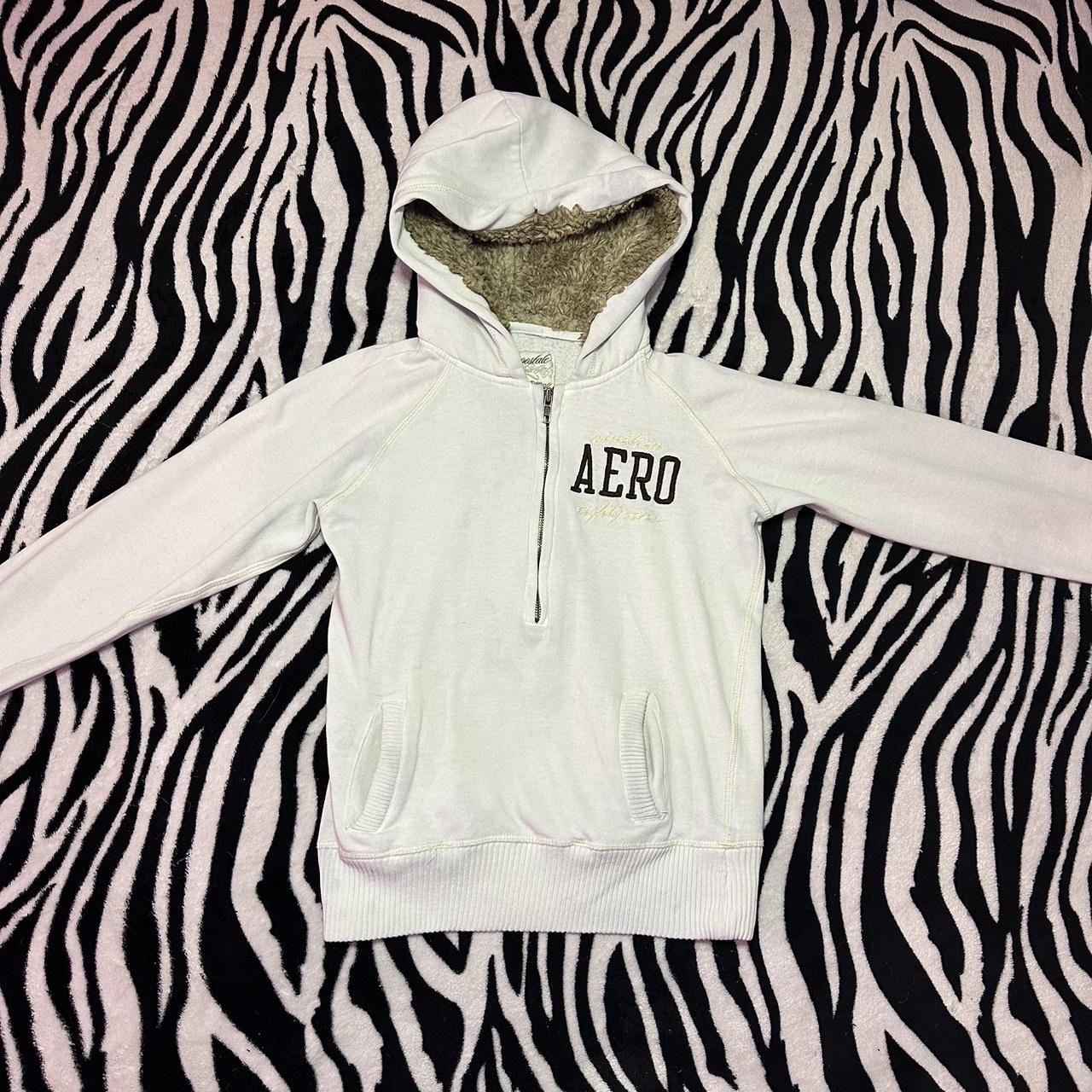 Aeropostale Women's White Hoodie | Depop