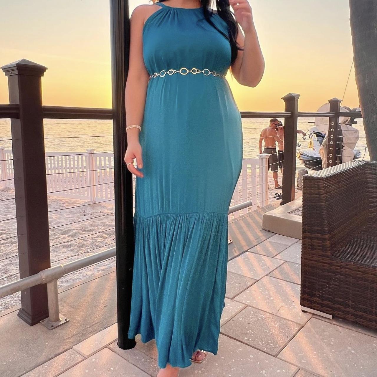 Teal wedding guest dress *belt not included - Depop