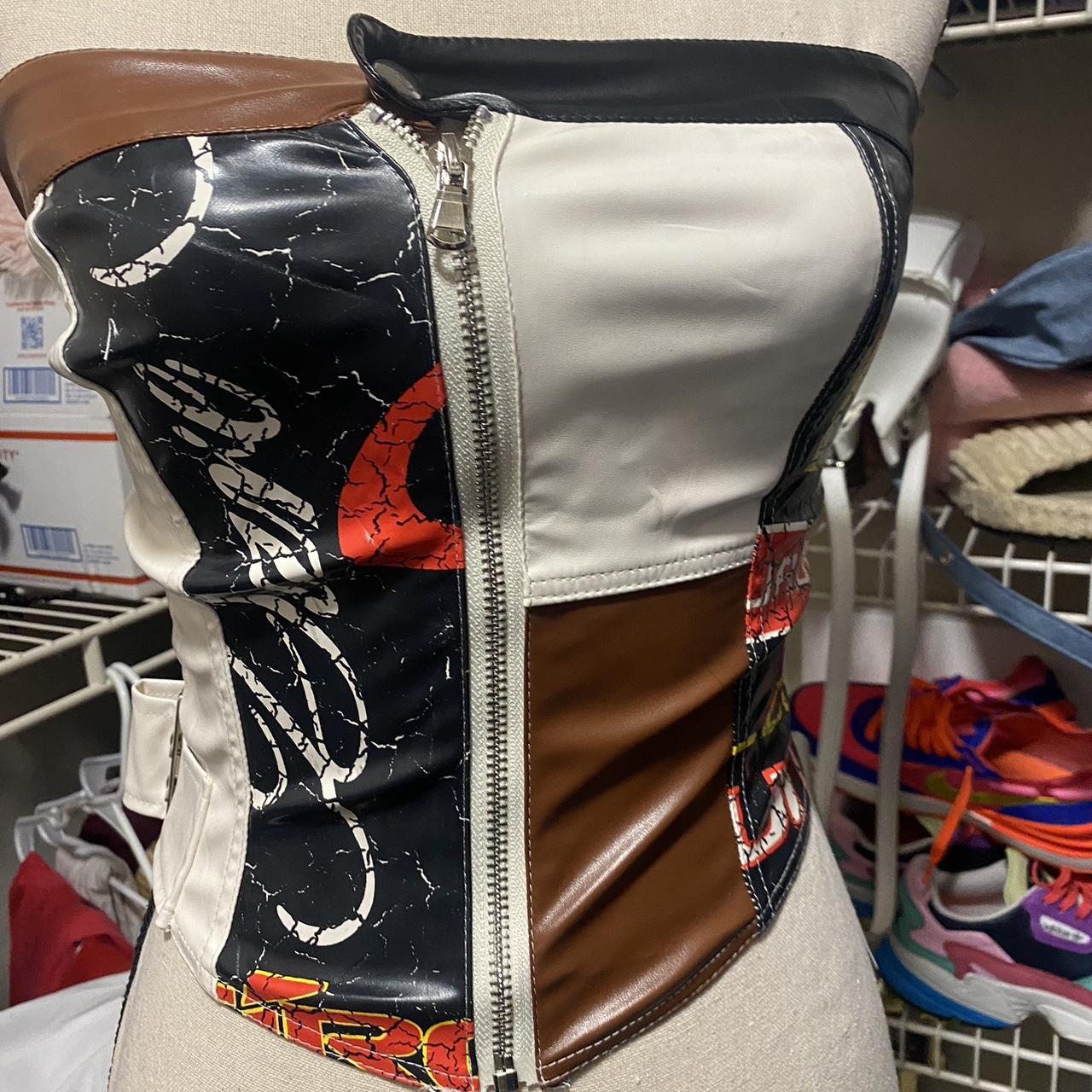 Non-Stretch Vintage Faux Leather Tube Top Never Been... - Depop