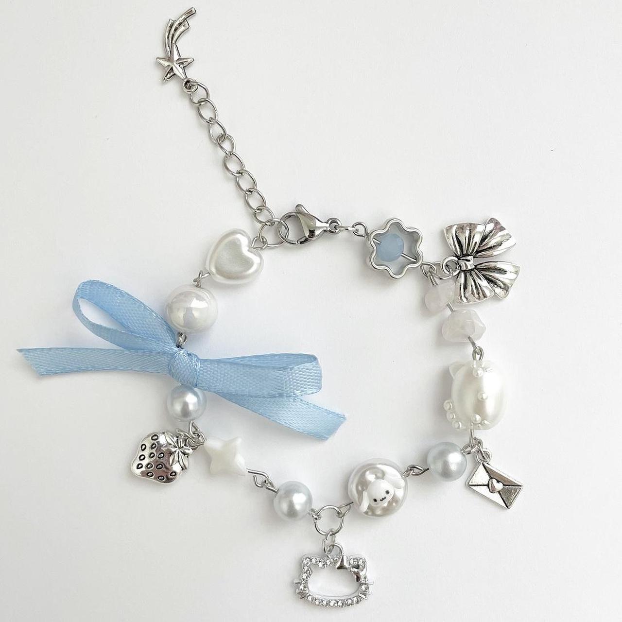 Blue hello kitty ribbon bracelet