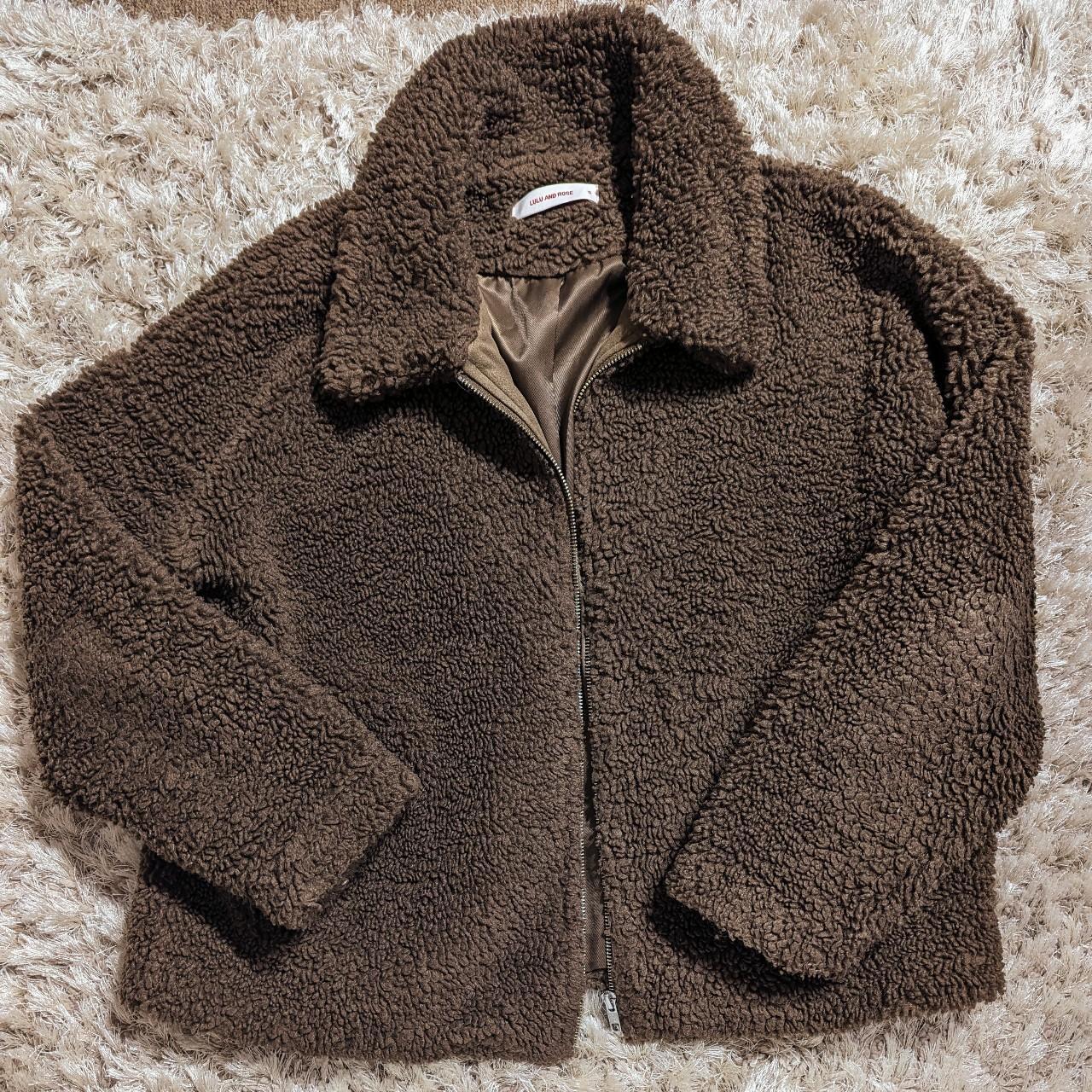 Boxy brown teddy jacket, thick good quality teddy... - Depop