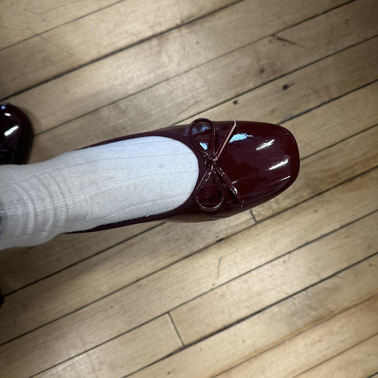 Ruby red slightly squared toed ballet flats with... - Depop