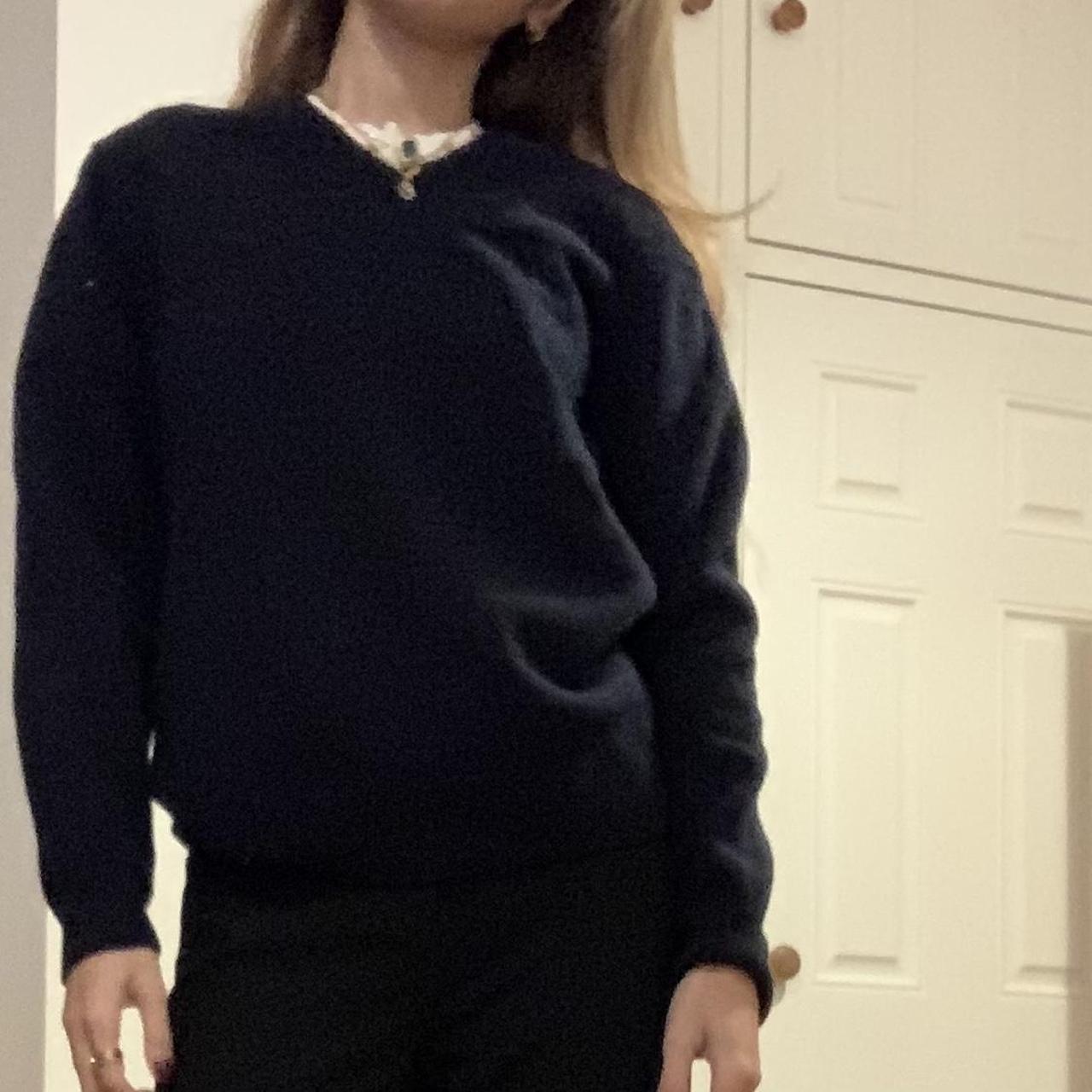 Hackett Navy Wool jumper with a V-neck #vneck Good... - Depop