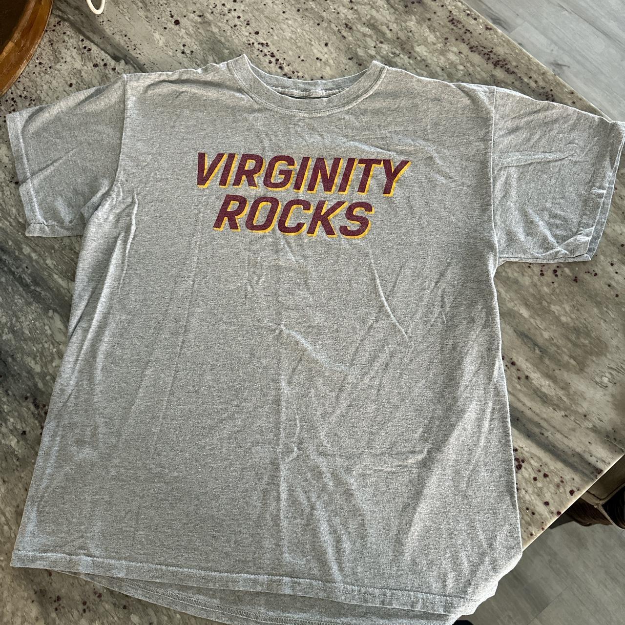 Large Danny Duncan T-Shirt Virginity Rocks No rips... - Depop