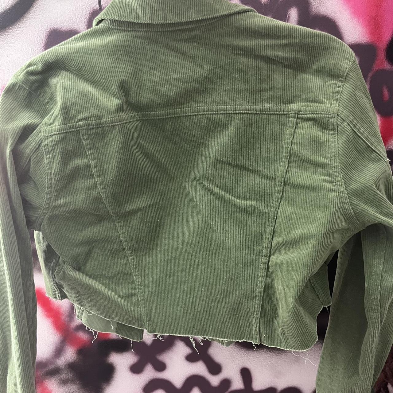 super cute cropped green jean jacket! It has sort of... - Depop